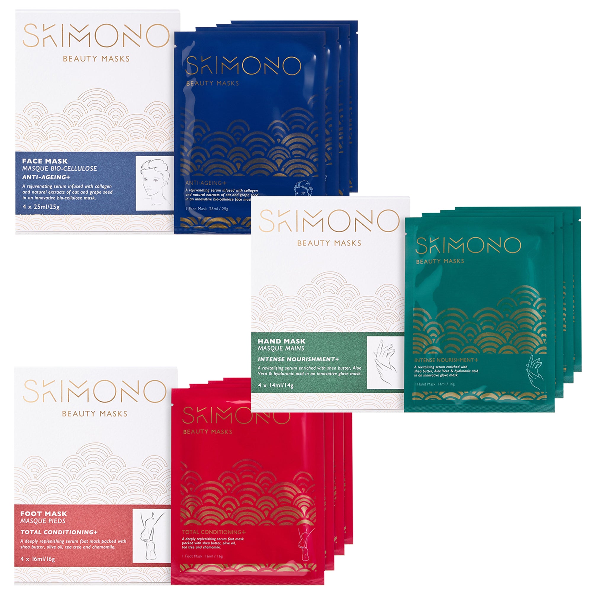 Skimono Super Set: Anti-Ageing+ Masks For Face, Hands & Feet (12 Pack ...